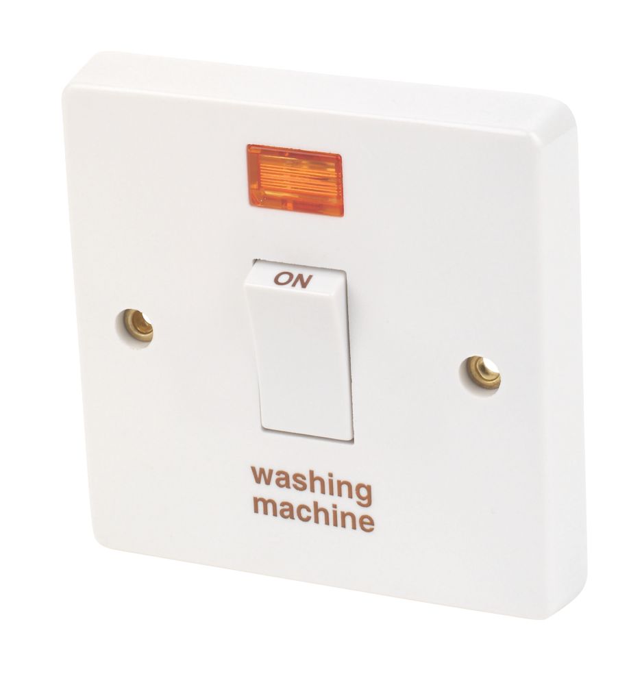 Crabtree Capital 20A 1-Gang DP Washing Machine Switch White with Neon ...