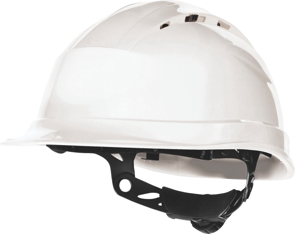 Delta Plus Quartz Up IV Vented Rotor Wheel Ratchet Safety Helmet White ...