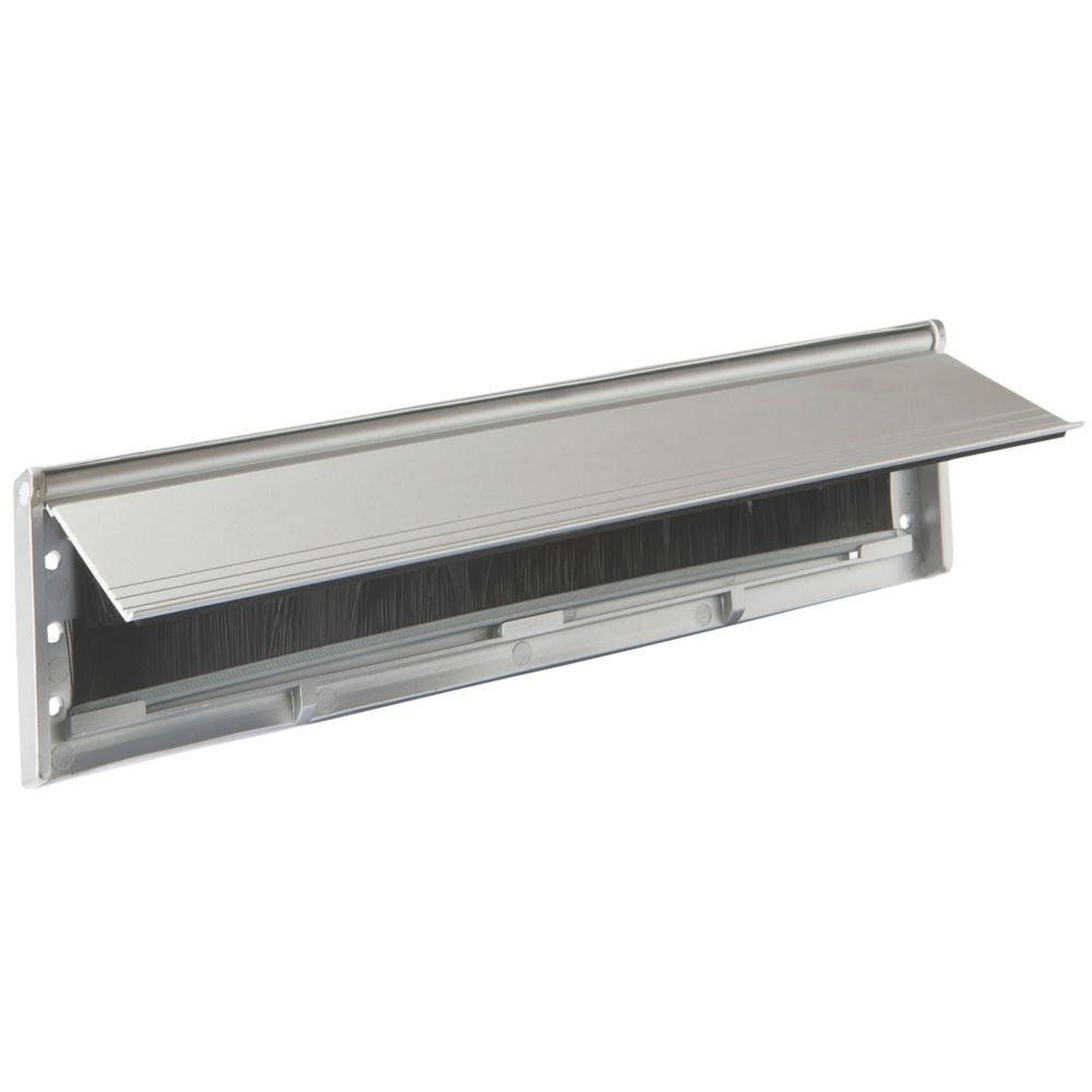 Stormguard Brush Letter Plate Matt Silver 292mm x 75mm - Screwfix