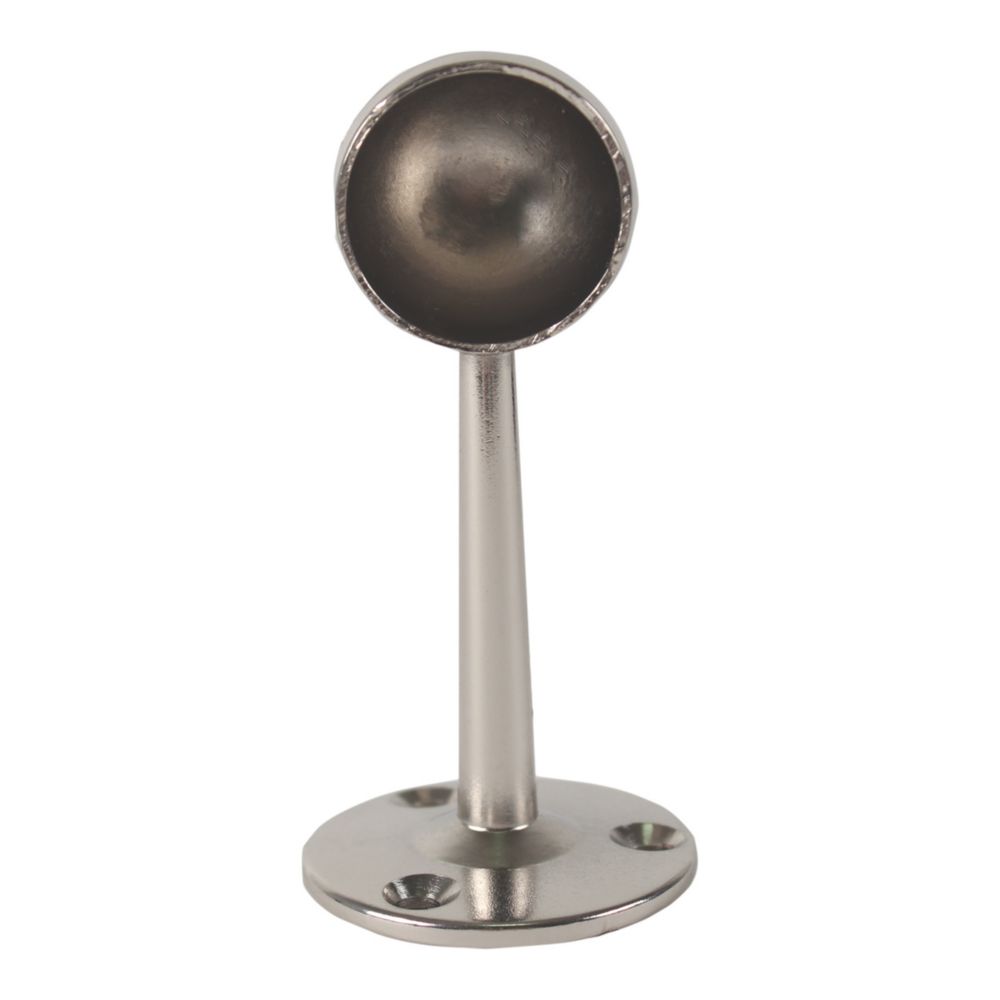 Essentials Rail End Brackets Brushed Nickel 25mm 2 Pack - Screwfix