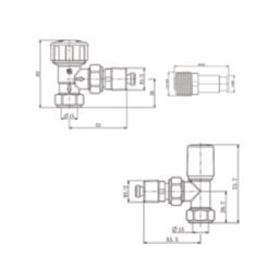 ETAL Shut-off 15mm x 1/2" White / Chrome Angled Modern Thermostatic ...