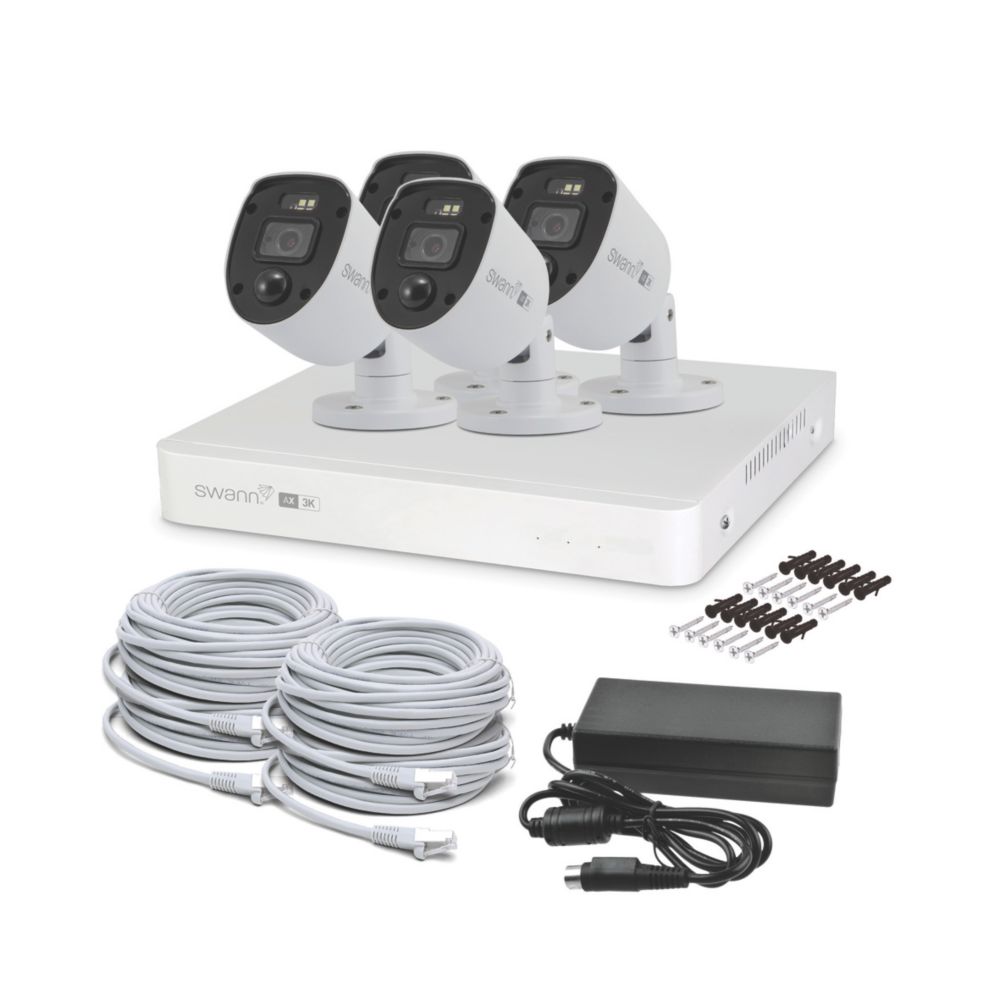 Swann SWNVK-8ADVX5MP4B-EU 1TB HDDGB 8-Channel 4K NVR CCTV Kit & 4 x 5MP ...