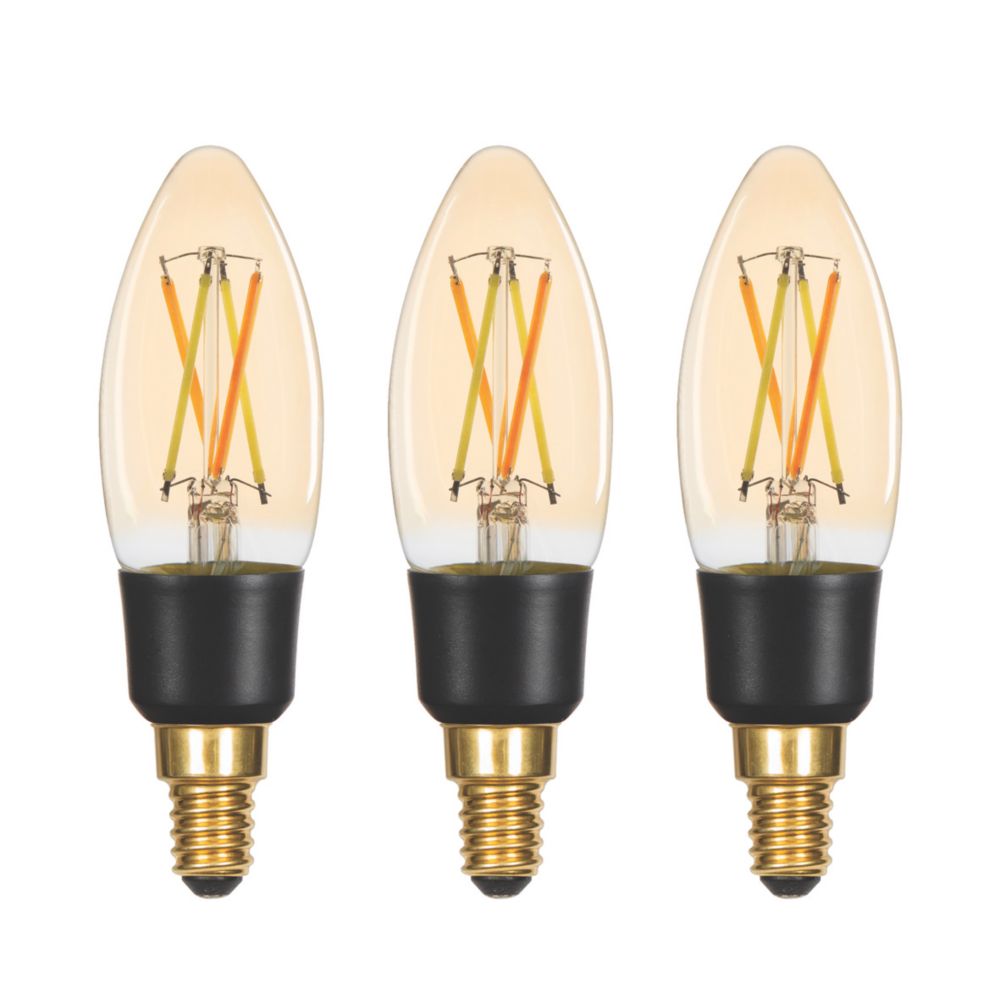 LAP E14 Candle LED Virtual Filament Smart Light Bulb 4.2W 470lm 3 Pack - Screwfix