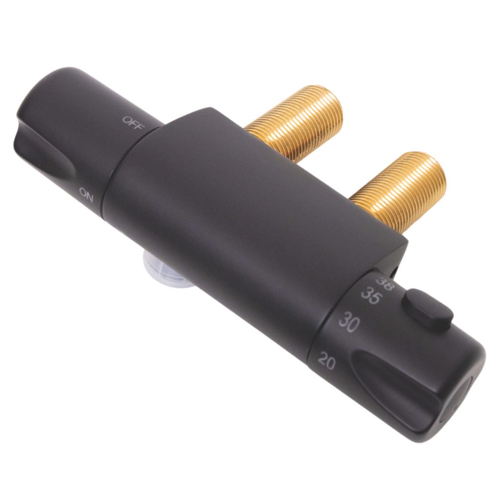 ETAL Atlas Exposed Single Outlet Thermostatic Matt Black Shower Valve ...