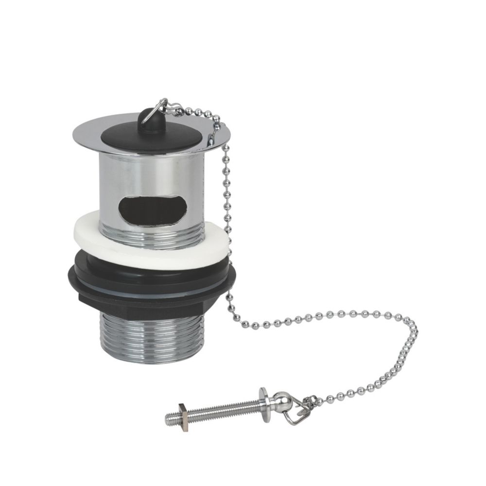Flomasta Slotted Basin Waste with Rubber Plug & Chain - Screwfix