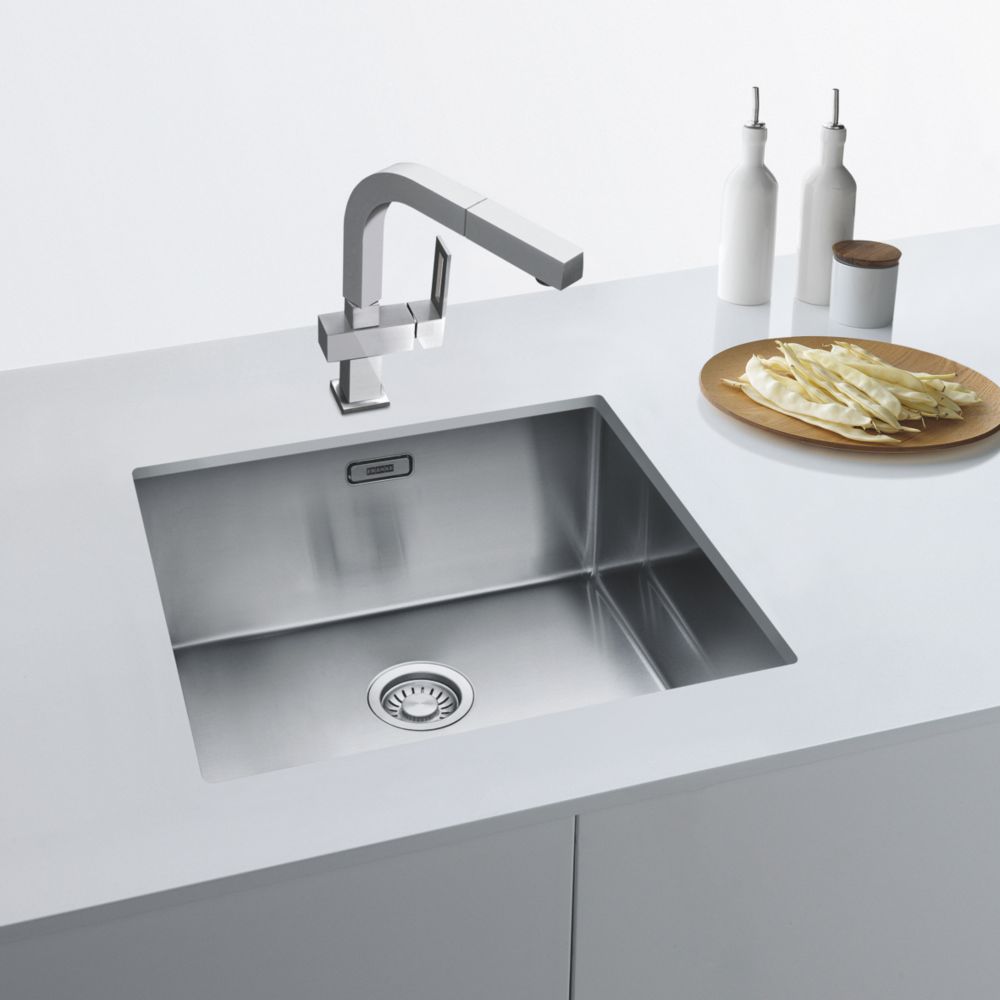 Franke Bari 1 Bowl Brushed Stainless Steel Kitchen Sink 540mm x 450mm ...