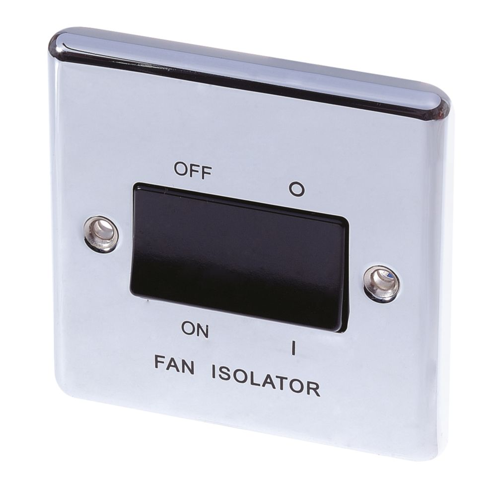 LAP 10AX 1-Gang 3-Pole Fan Isolator Switch Polished Chrome with Black ...