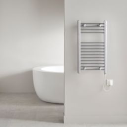 Flomasta 700mm x 400mm 512BTU Chrome Flat Electric Towel Radiator ...