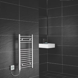Flomasta 700mm x 400mm 512BTU Chrome Flat Electric Towel Radiator ...