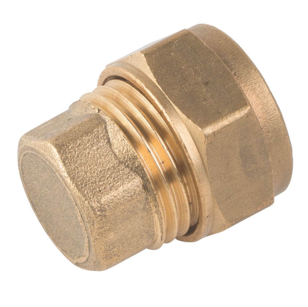 Midbrass Brass Compression Stop Ends 1/2" 2 Pack - Screwfix