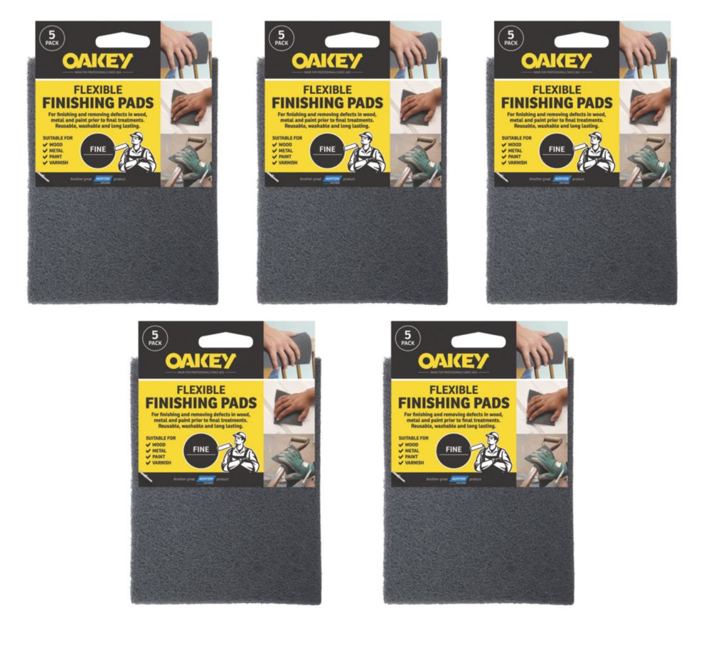 Oakey Multi-Material Flexible Finishing Pads 150mm x 115mm Black 5 Pack ...
