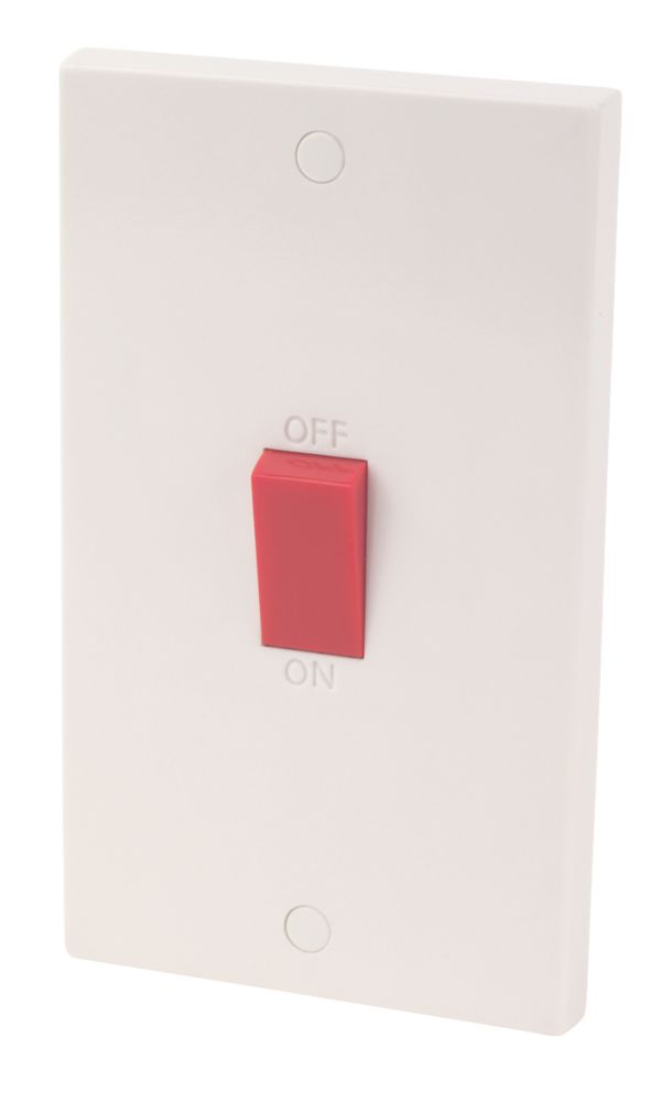 Essentials 45A 2-Gang DP Cooker Switch White - Screwfix