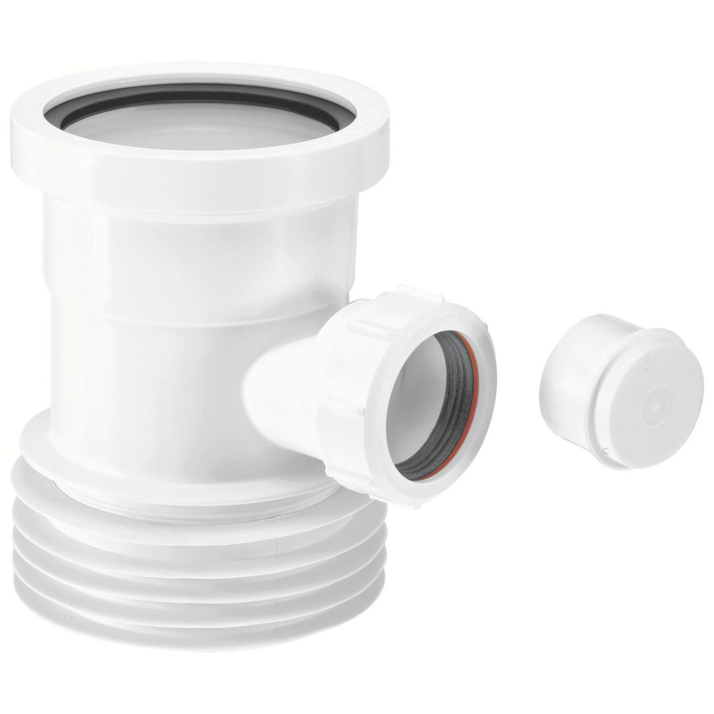McAlpine Push-Fit 1-Boss Single Socket Toilet Connector Pipe White ...
