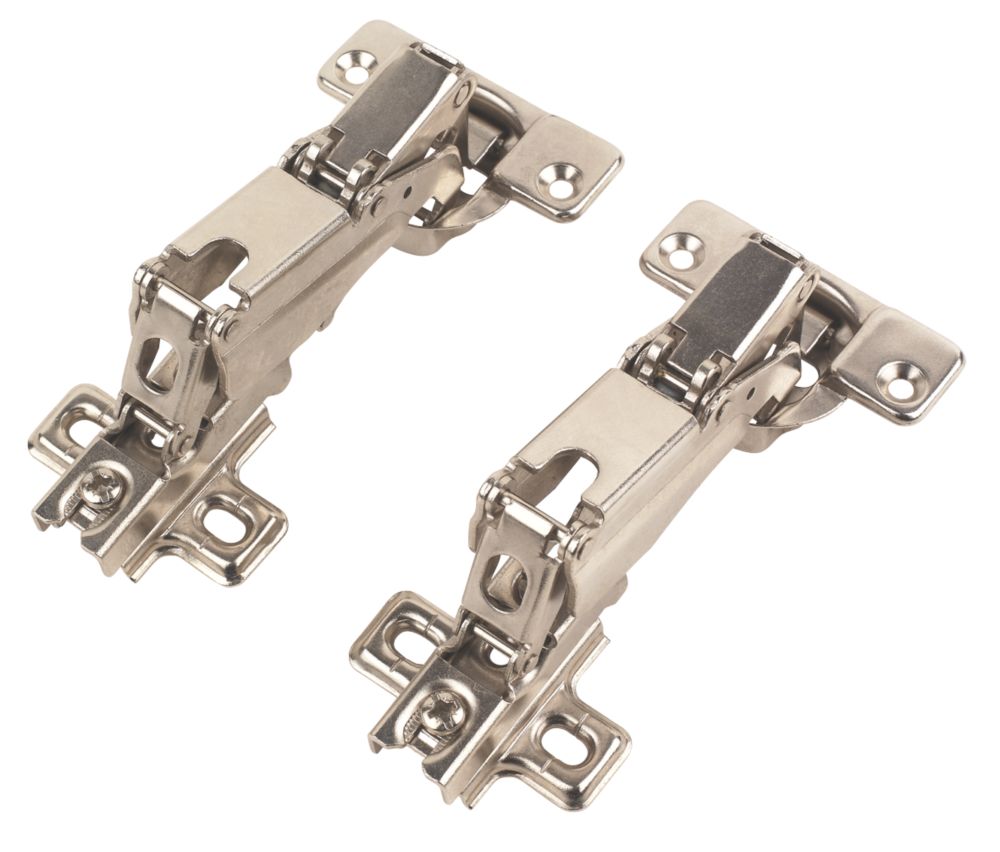 Nickel 165° Sprung Concealed Hinges 128mm 2 Pack - Screwfix