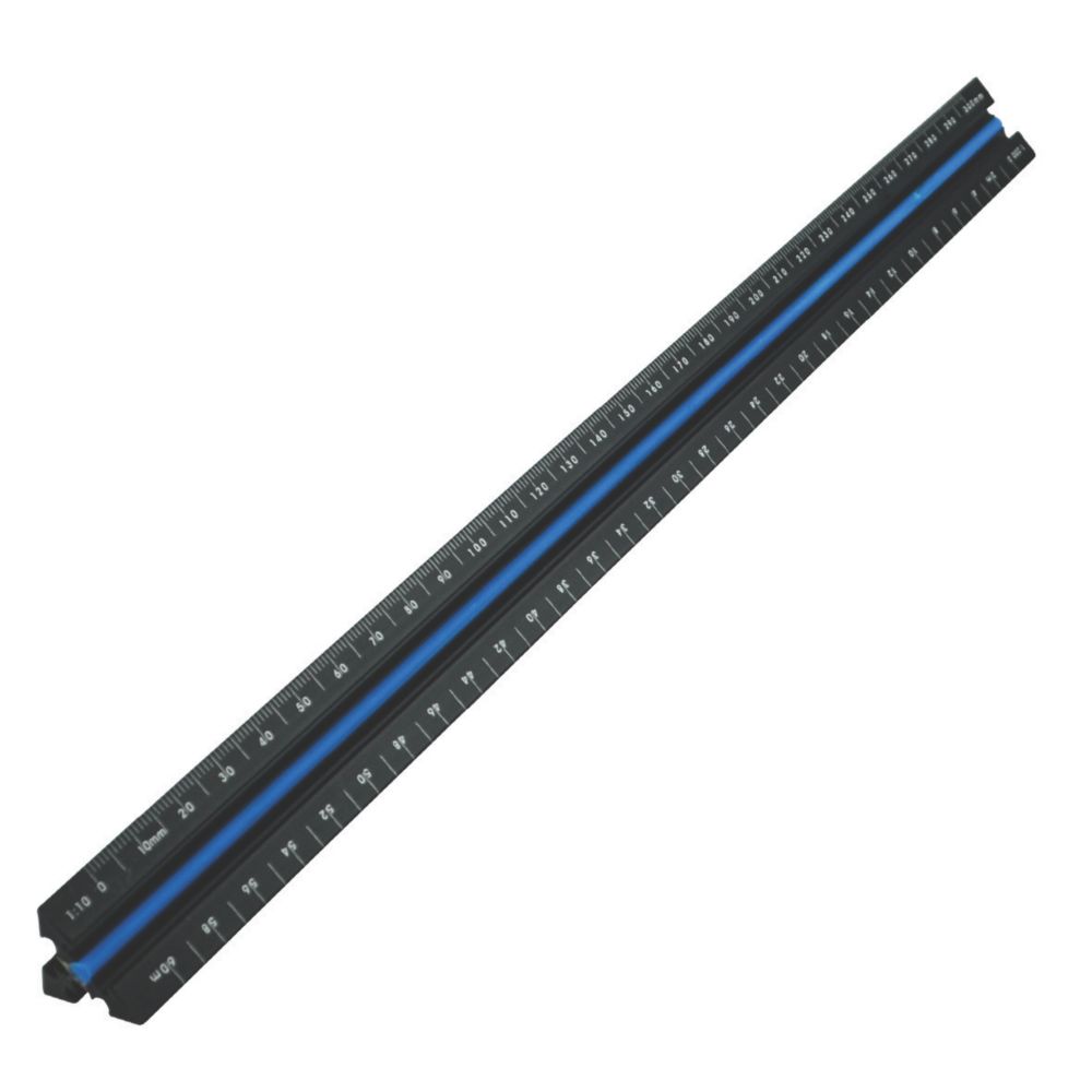 Faithfull Tri-Scale Architect Aluminium Ruler 11 3/4" (300mm) - Screwfix