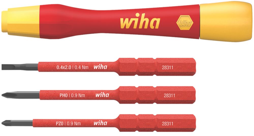 Wiha PicoFinish SlimVario VDE Precision Screwdriver with Bits 4 Piece ...