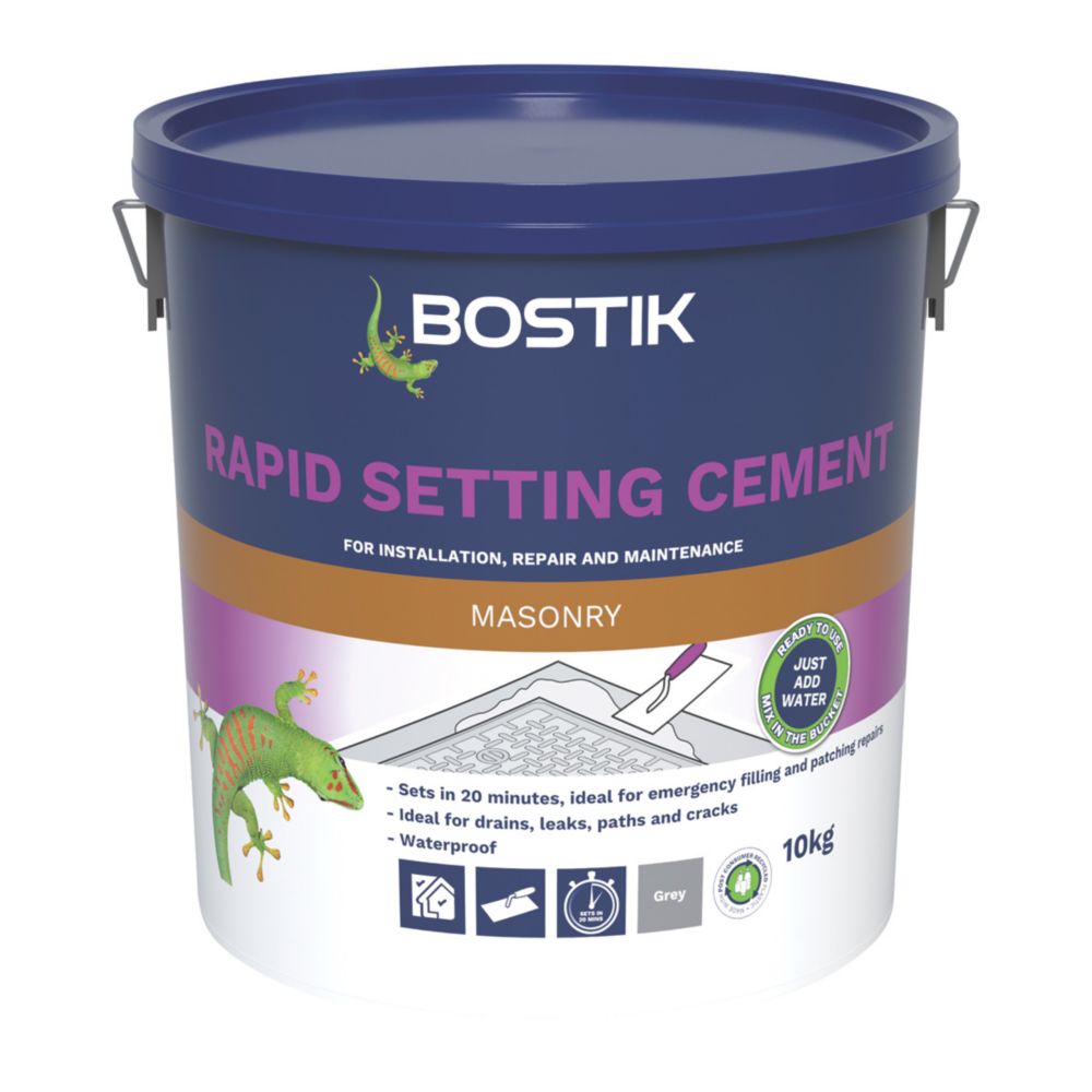 Bostik Waterproof Cement Grey 10kg | Cement Mix | Screwfix.ie