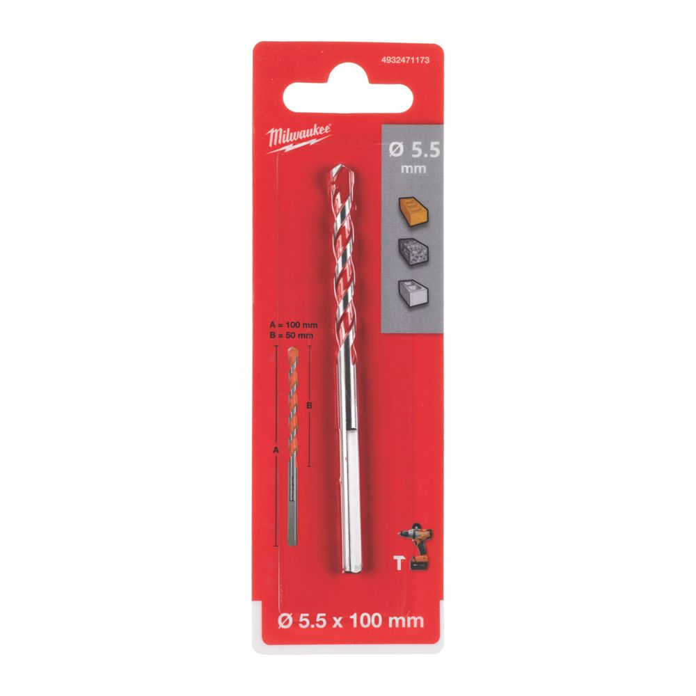 Milwaukee Straight Shank Masonry Premium Concrete Drill Bit 5.5mm x ...