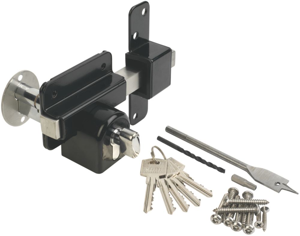 GateMate Black Euro Profile Long Throw Lock with Thumbturn 70mm - Screwfix