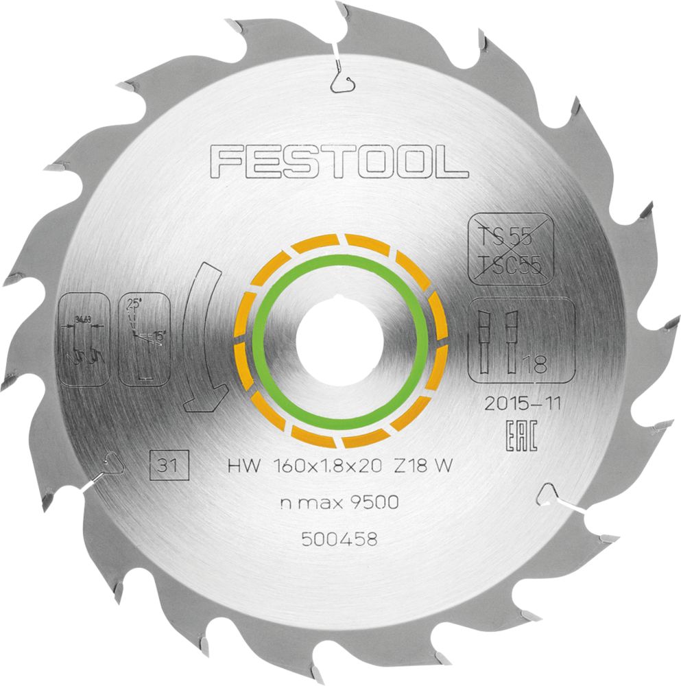 Festool Multi-Material TCT Circular Saw Blade 160mm x 20mm 18T - Screwfix