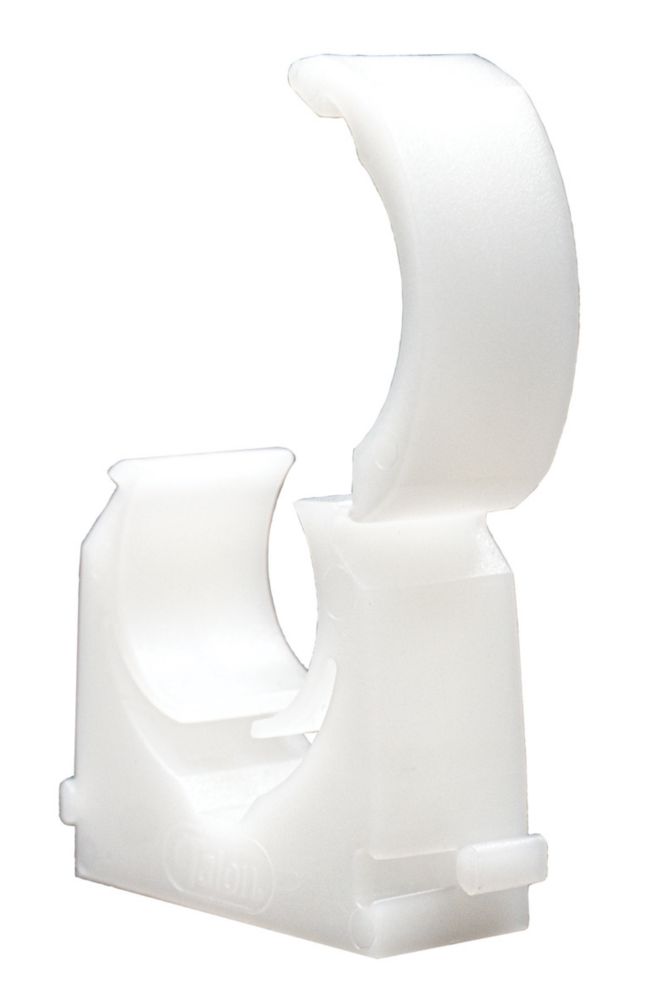 Talon 28mm Hinged Pipe Clips White 50 Pack - Screwfix