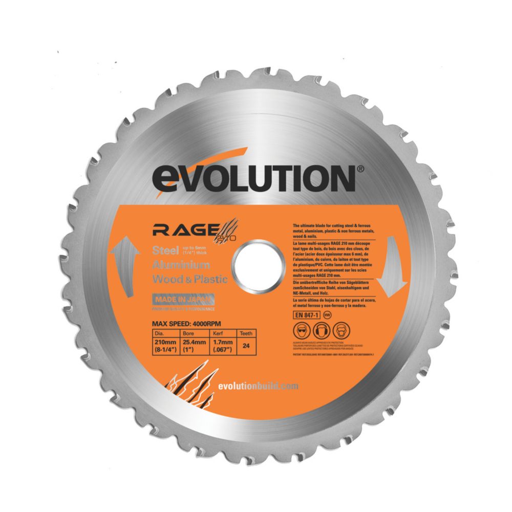 Evolution Multi-Material Circular Saw Blade 210mm x 25.4mm 24T - Screwfix
