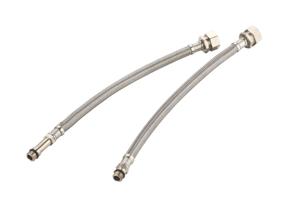 Essentials Flexible Tap Tails 12mm x 15mm x 300mm 2 Pack - Screwfix