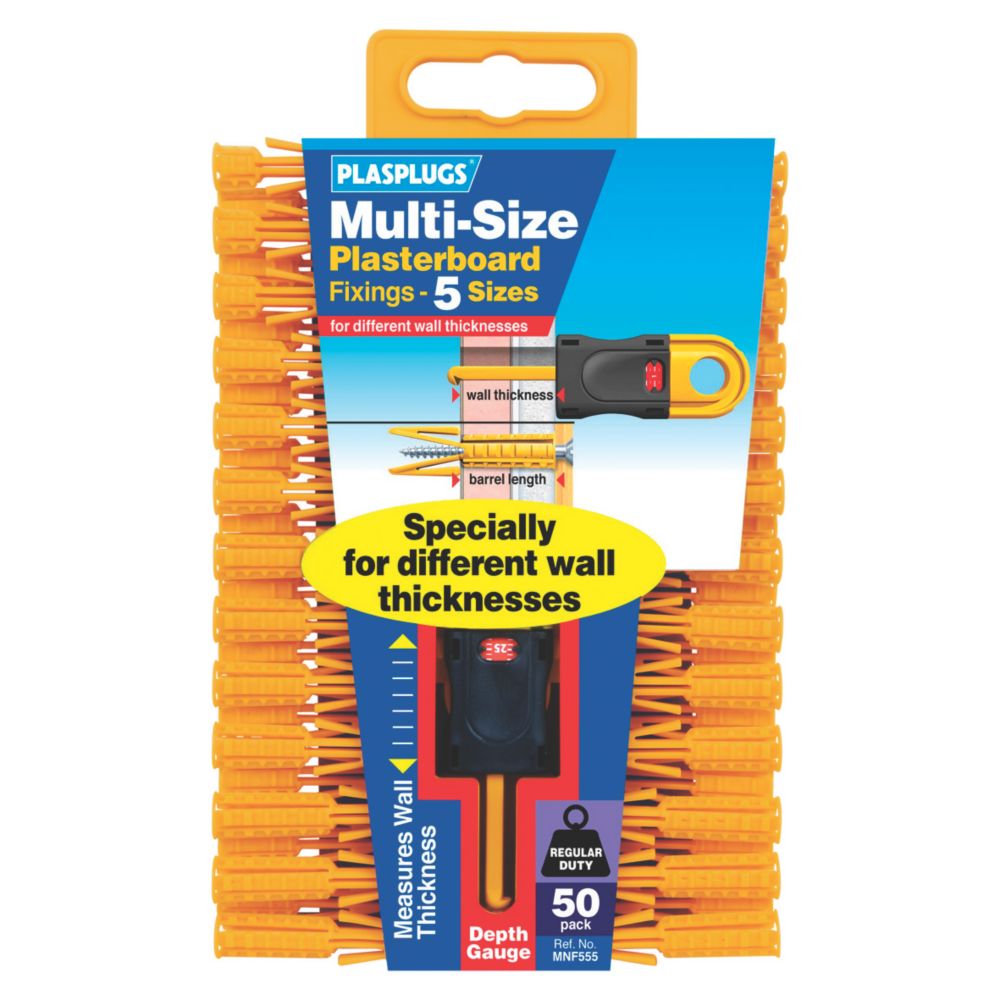 Plasplugs Multi-Size Fixings 50 Pack - Screwfix