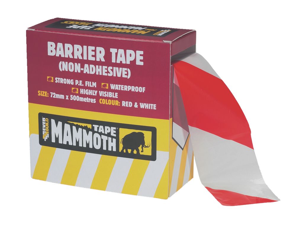 Everbuild Barrier Tape Red/White 500m x 72mm - Screwfix