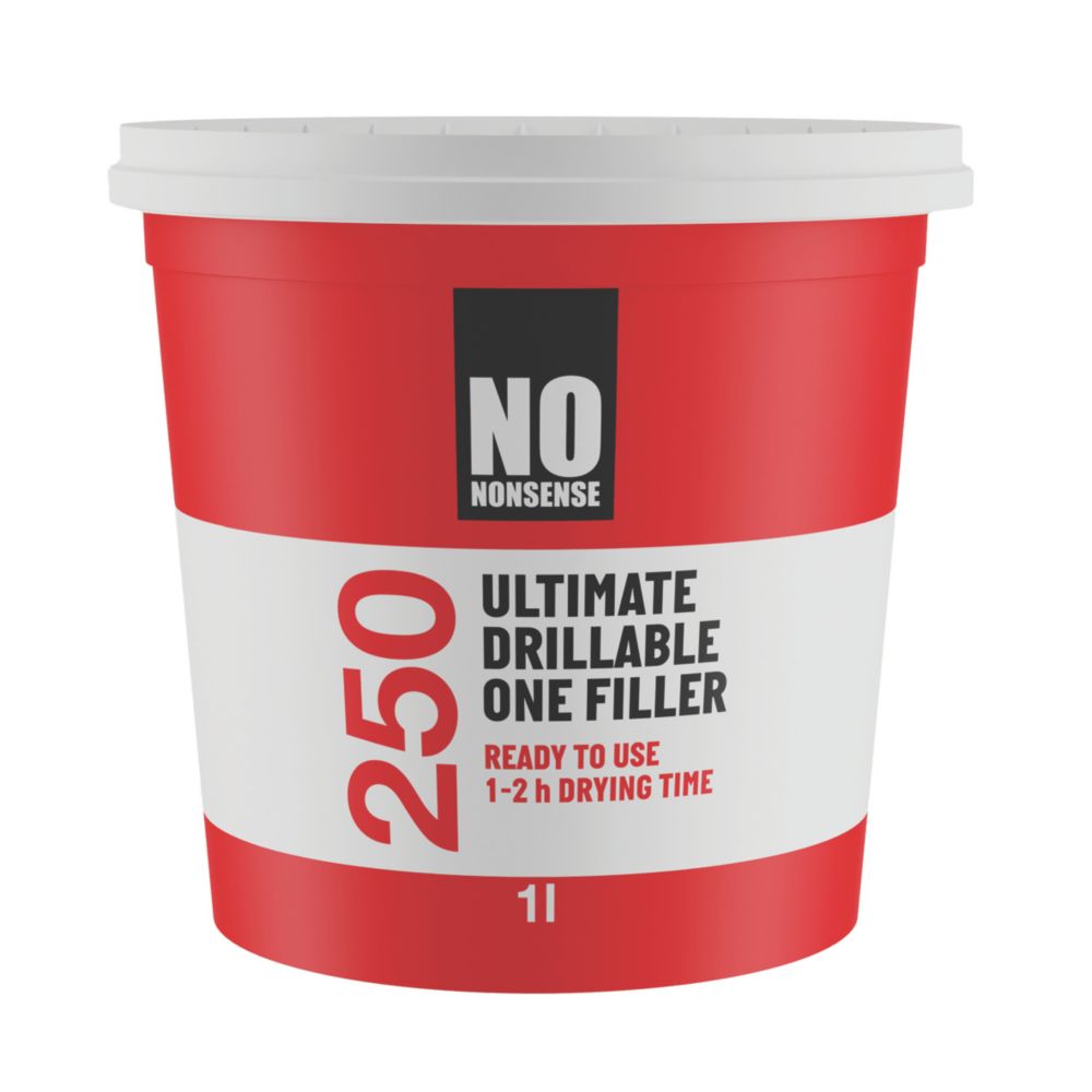 No Nonsense 250 Ultimate Drillable One Filler Light Grey 1Ltr - Screwfix