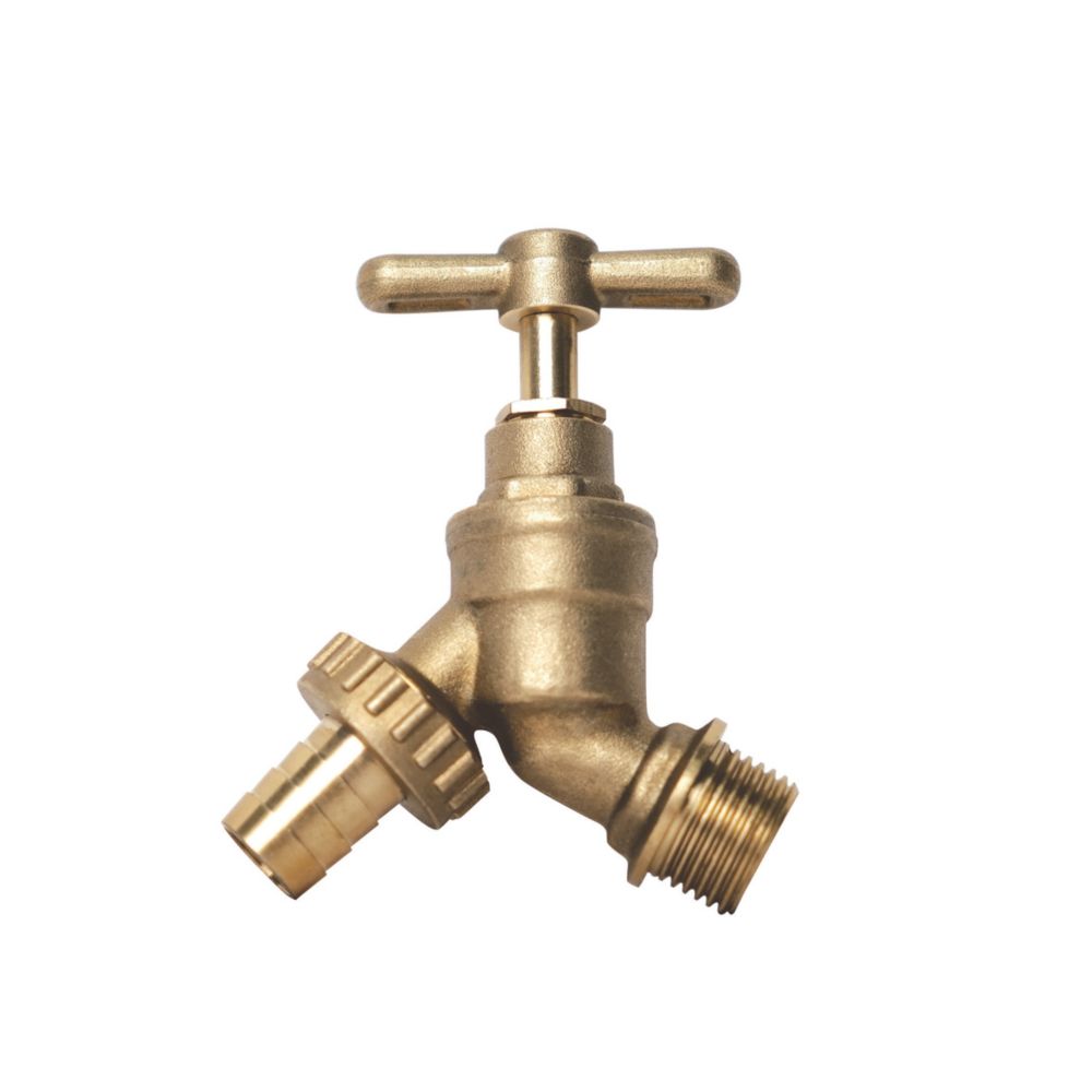 Flomasta Union Bib Cock 100mm H x 65.5mm L 1/2" x 3/4" - Screwfix