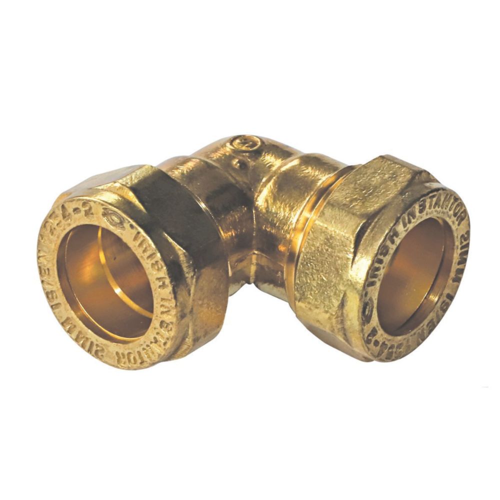 Instantor Brass Compression Reducing 90° Elbow 22mm x 3/4" - Screwfix