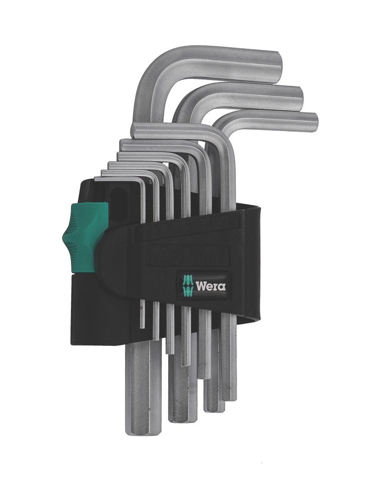 Wera 950/9 Chrome-Plated Metric Hex-Plus 5 L-Key Set 9 Pieces - Screwfix