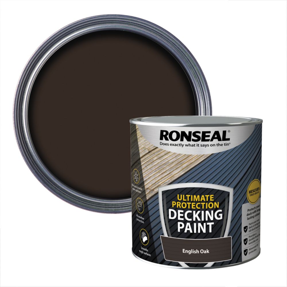 Ronseal Ultimate Protection 2.5Ltr English Oak Decking Paint - Screwfix
