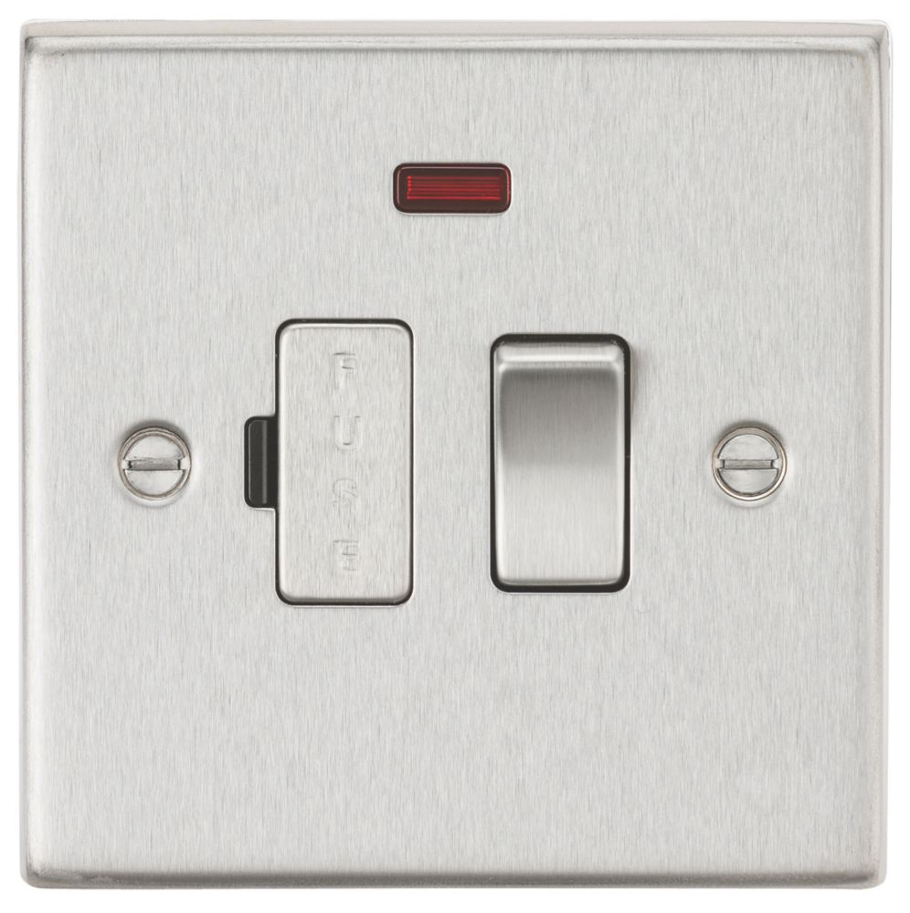 Knightsbridge 13A Switched Fused Spur with LED Brushed Chrome - Screwfix