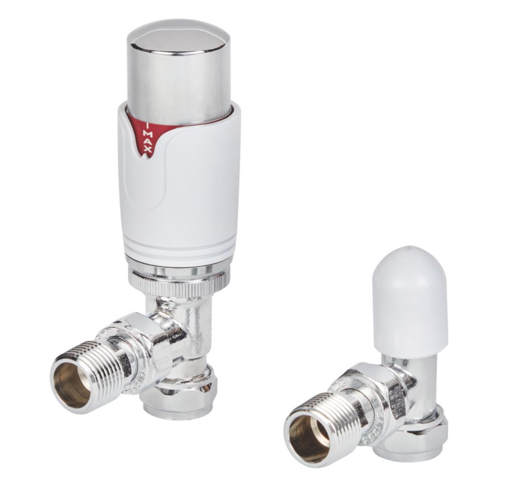Flomasta 1/2" x 15mm White/Silver Angled & L/S Modern Thermostatic ...