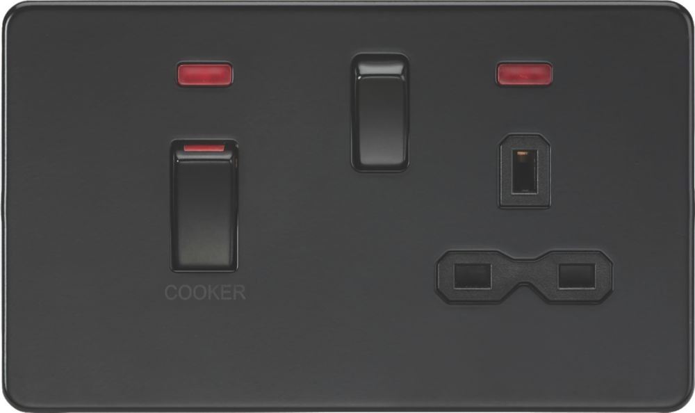Knightsbridge 45A 2-Gang DP Cooker Switch & 13A DP Switched Socket Matt ...