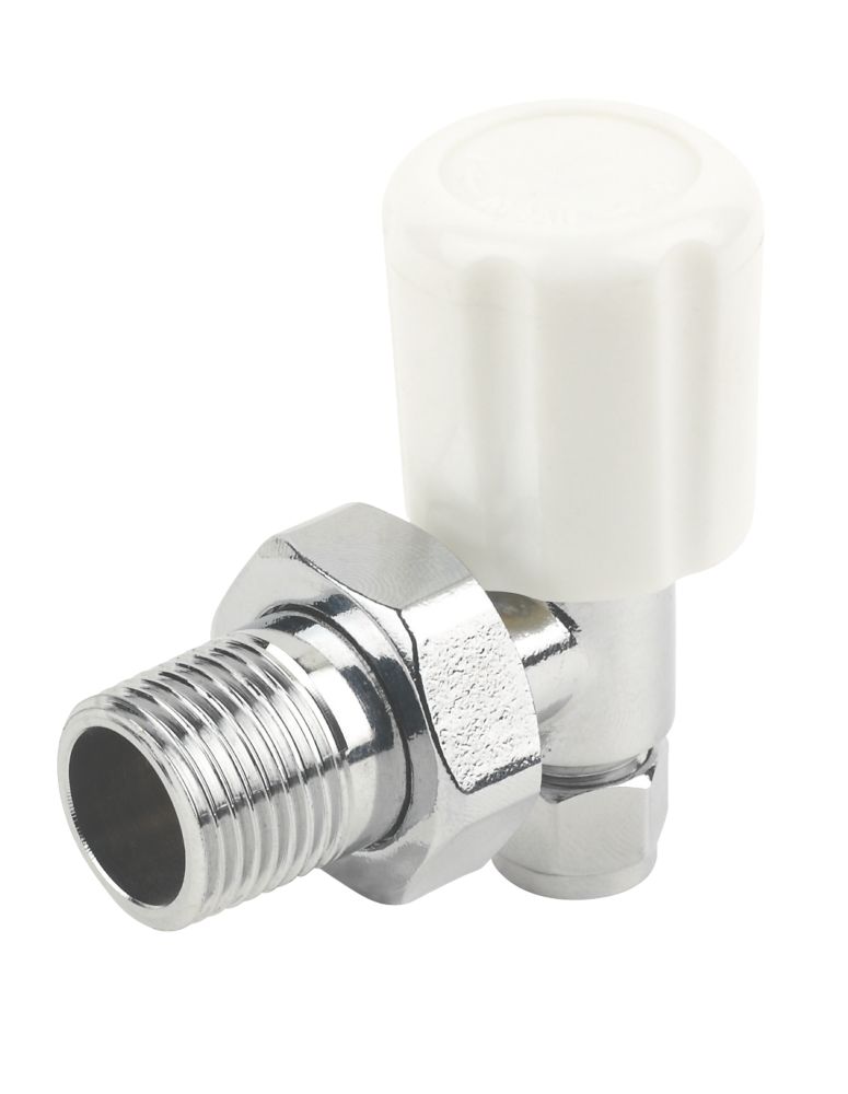 Chrome Angled Radiator Valve 8mm x ½" | Lockshield Valves | Screwfix.ie