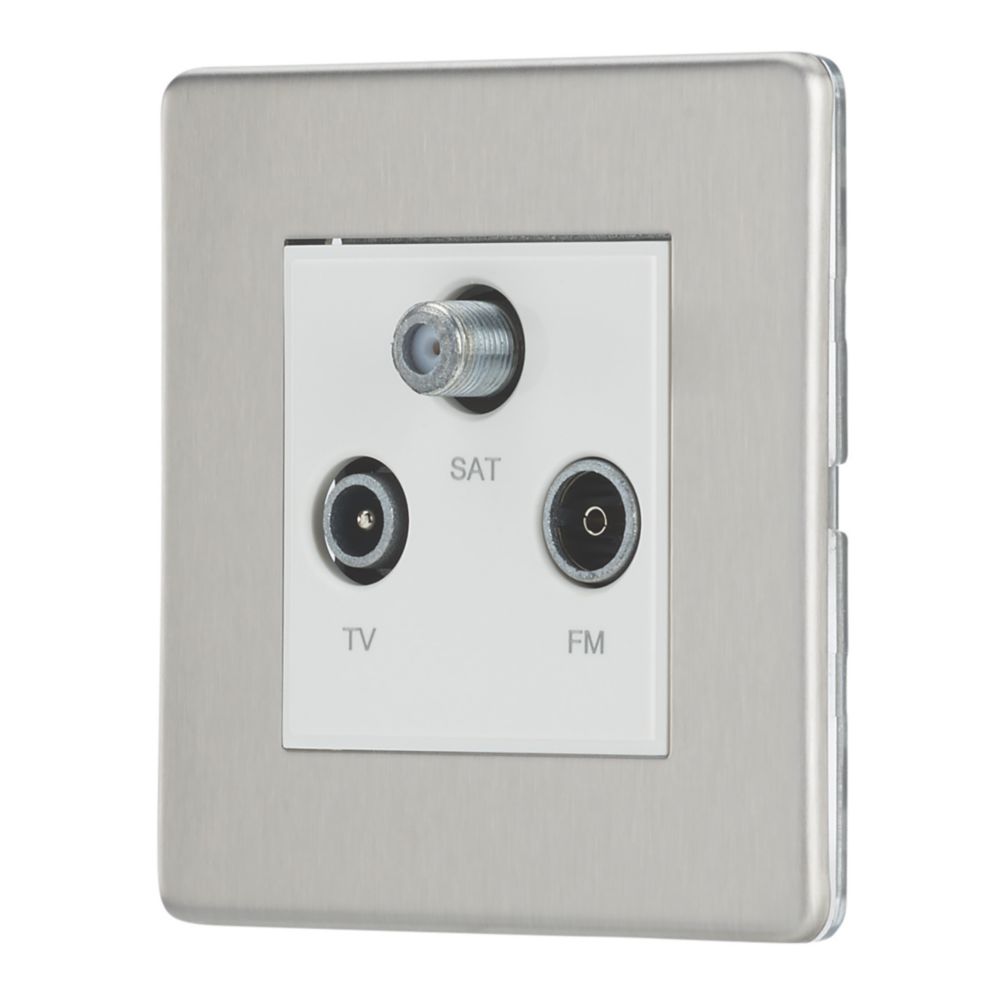 Contactum Lyric 1-Gang Coaxial TV / FM & Satellite Socket Brushed Steel ...