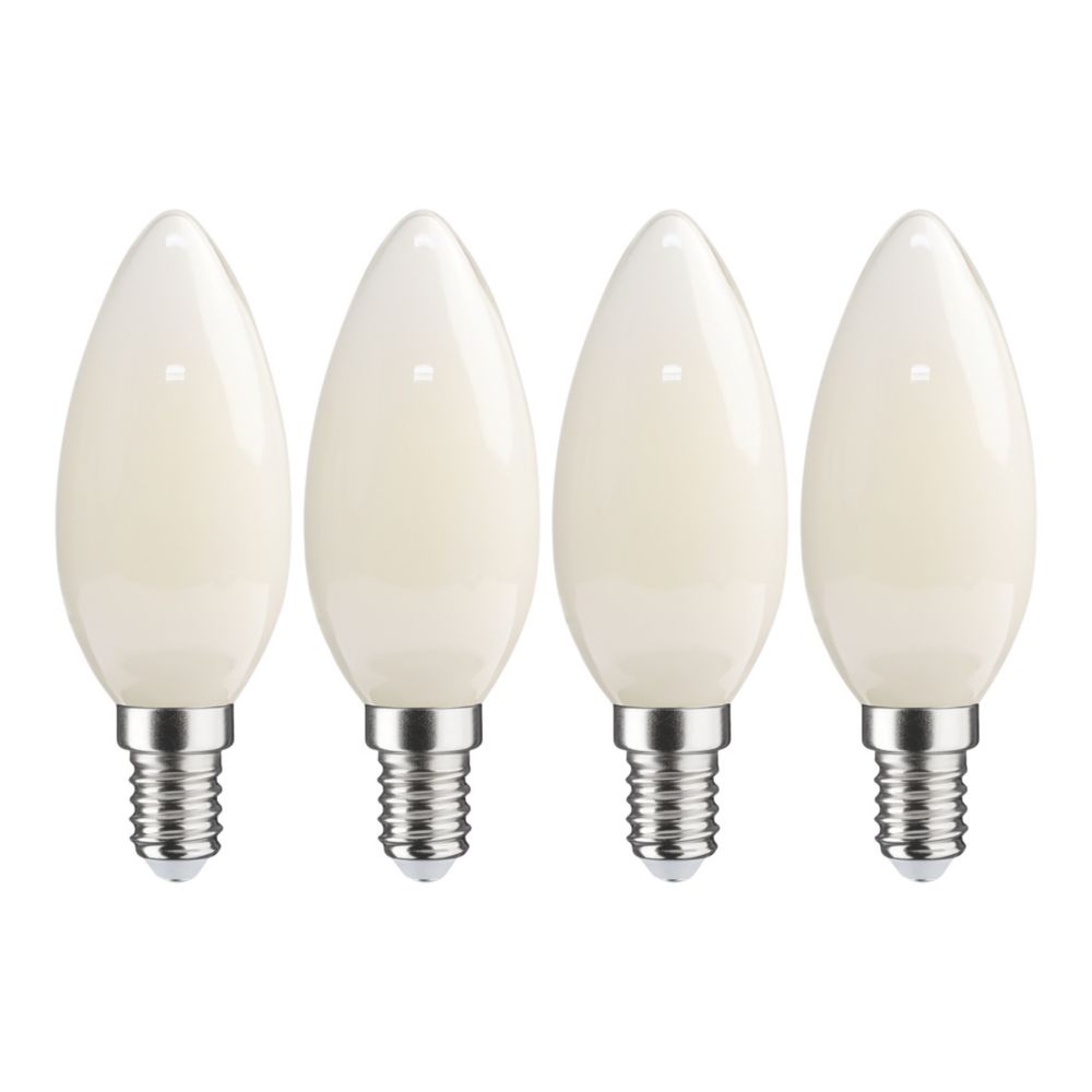 LAP E14 Candle LED Light Bulb Milky 470lm 2.9W 4 Pack - Screwfix