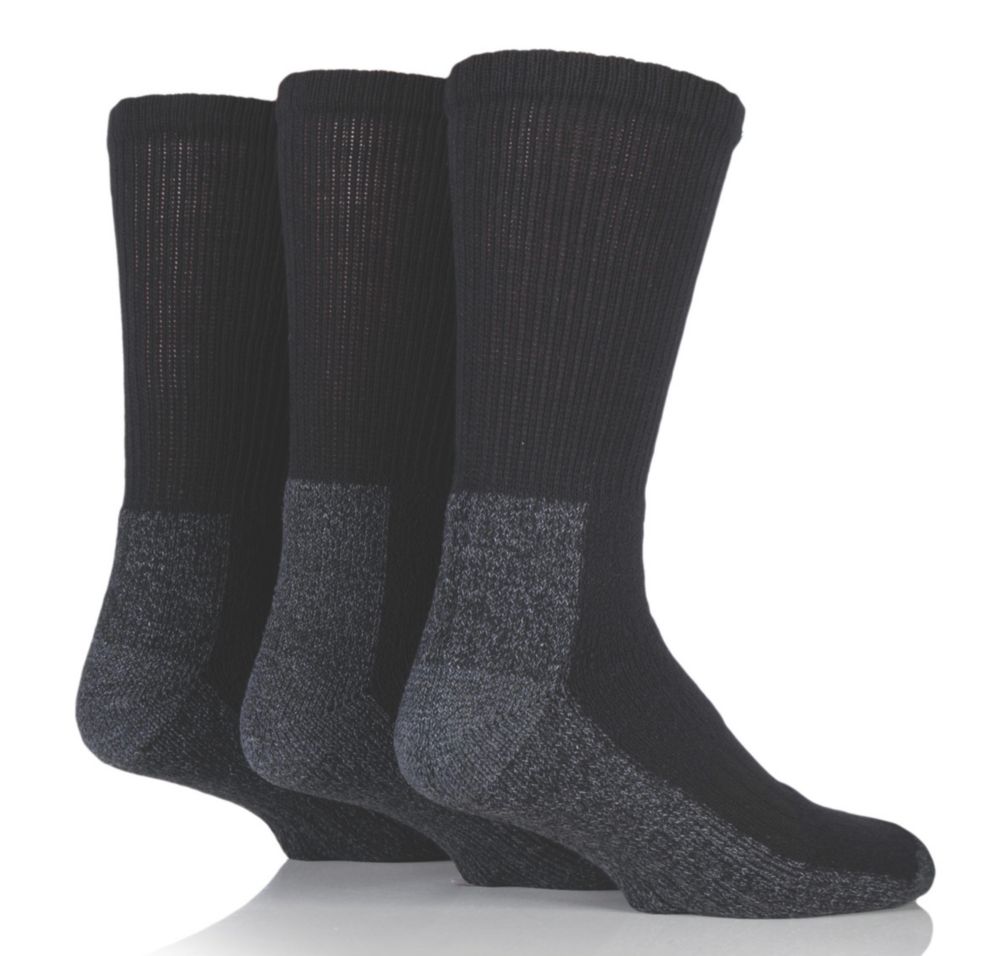 SockShop Heavy Duty Safety Boot Socks Black 4-8 3 Pairs - Screwfix