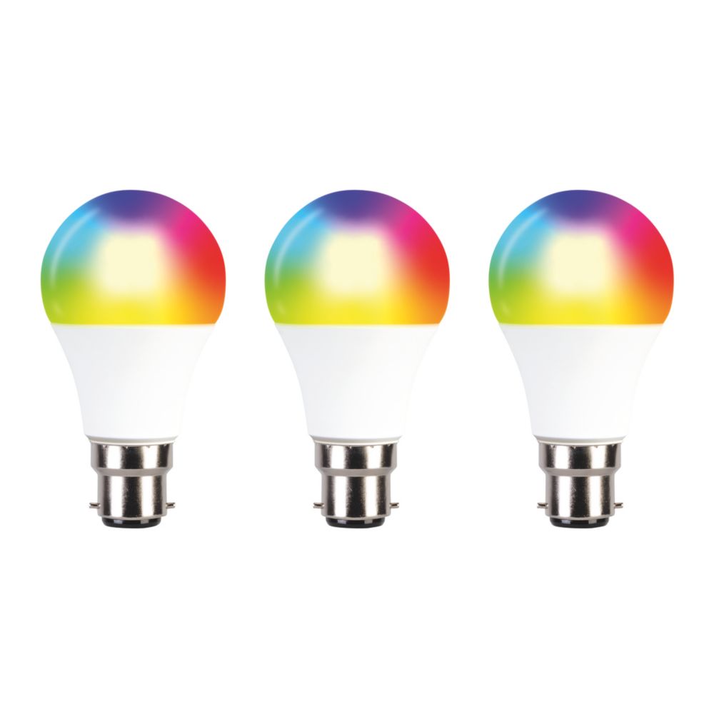 TCP B22 A60 RGB & White LED Smart Light Bulb 9W 806lm 3 Pack - Screwfix