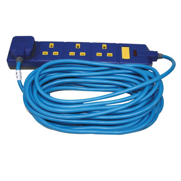 Masterplug 13A 4-Gang Unswitched Extension Lead Blue 10m - Screwfix