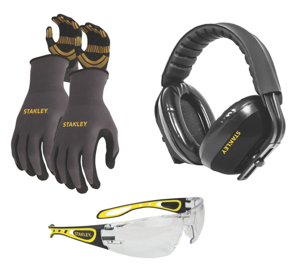 Stanley Starter Kit Ear Defenders, Gloves and Eyewear 4 Piece Set ...