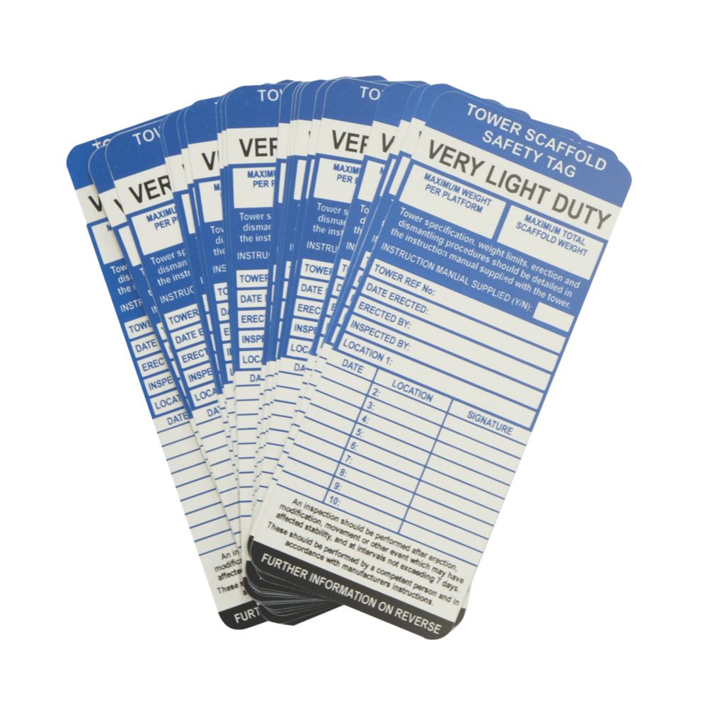 Essentials Tower Scaffold Safety Tag Inserts 10 Pack - Screwfix