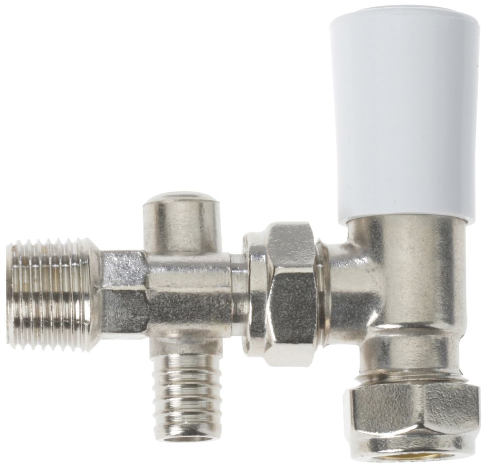 Drayton 15mm x 1/2" White Angled Lockshield Radiator Valve With Drain ...