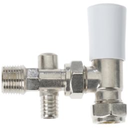 Drayton 15mm x 1/2" White Angled Lockshield Radiator Valve With Drain ...