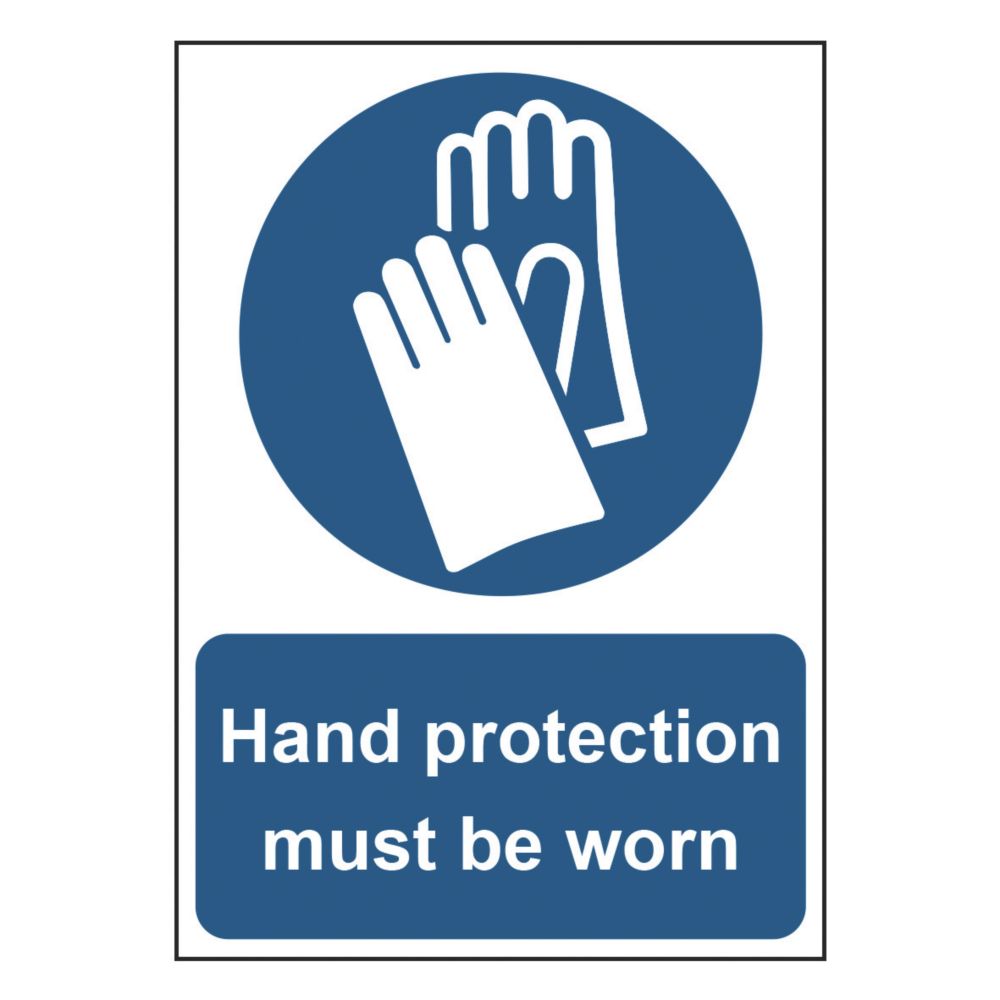 Essentials "Hand Protection Must Be Worn" Sign 210mm x 148mm - Screwfix