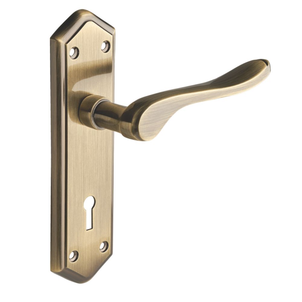 Designer Levers Bewdley Fire Rated Lever Lock Door Handle Pair Antique ...