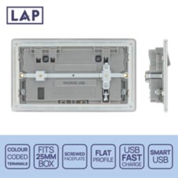 LAP 13A 2-Gang SP Switched Socket + 3A 45W 2-Outlet Type A & C USB ...